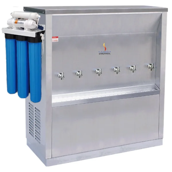 เครื่องทำน้ำเย็น 6 ก๊อก แบบต่อท่อ พร้อมเครื่องกรองน้ำ 5 ขั้นตอน รุ่น SPP-6PF - ตู้กดน้ำเย็น ...